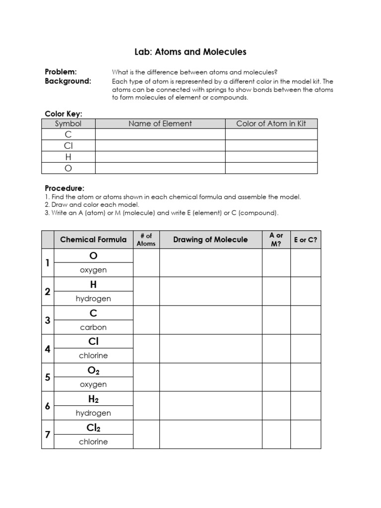 LabAtomsandMoleculesAtomModelKit-1 | PDF | Chemical Compounds | Molecules