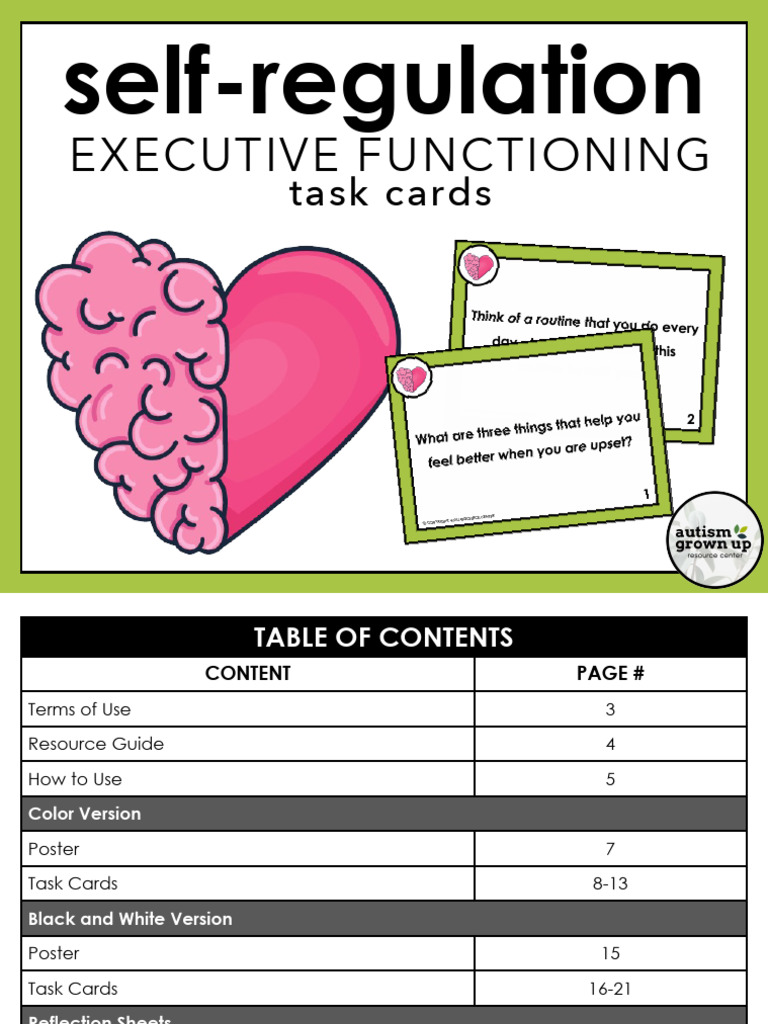 Self-Regulation - Executive Functioning Skills Task Cards | PDF ...