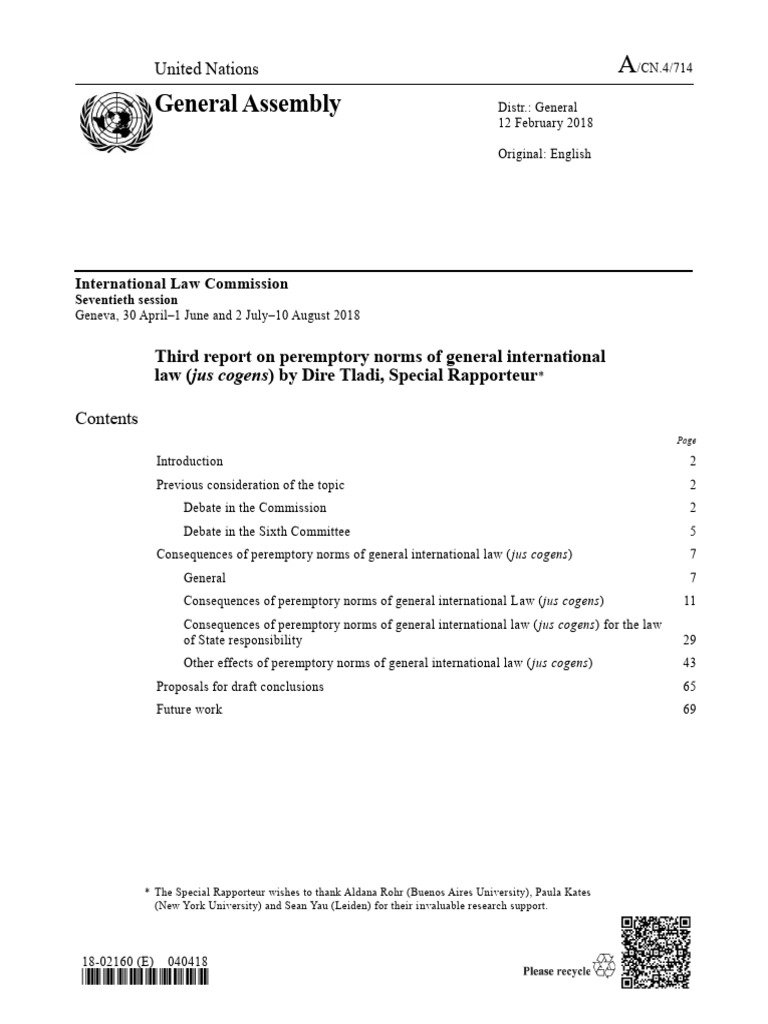 Third UN Report On Peremptory Norms | PDF | International Law | Public Law