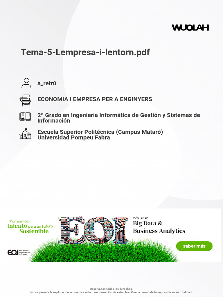 Wuolah Free Tema 5 Lempresa I Lentorn | PDF