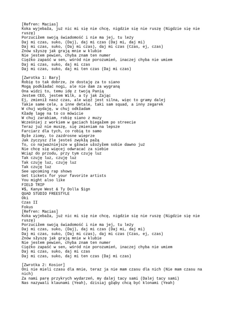 Czas 2 Lyrics | PDF