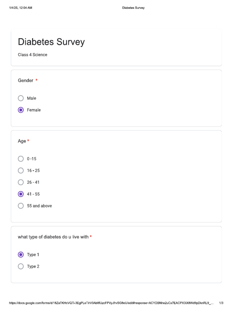 Diabetes Survey 3 | PDF