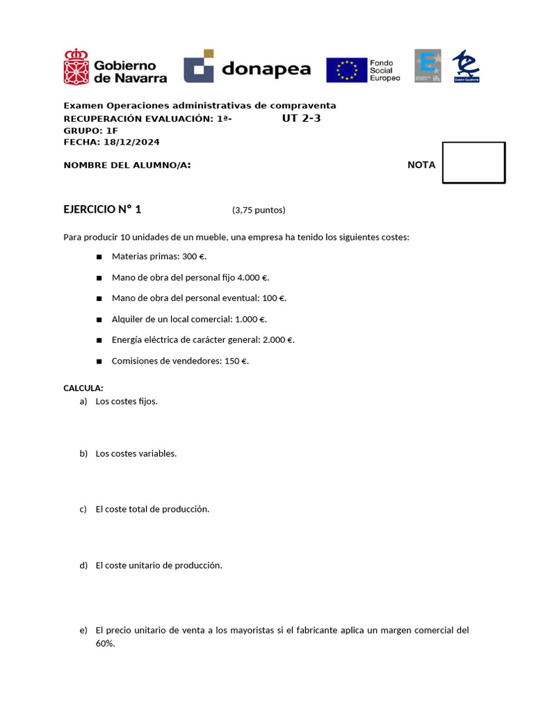 Examen RECUP UT 2 - 3 | PDF