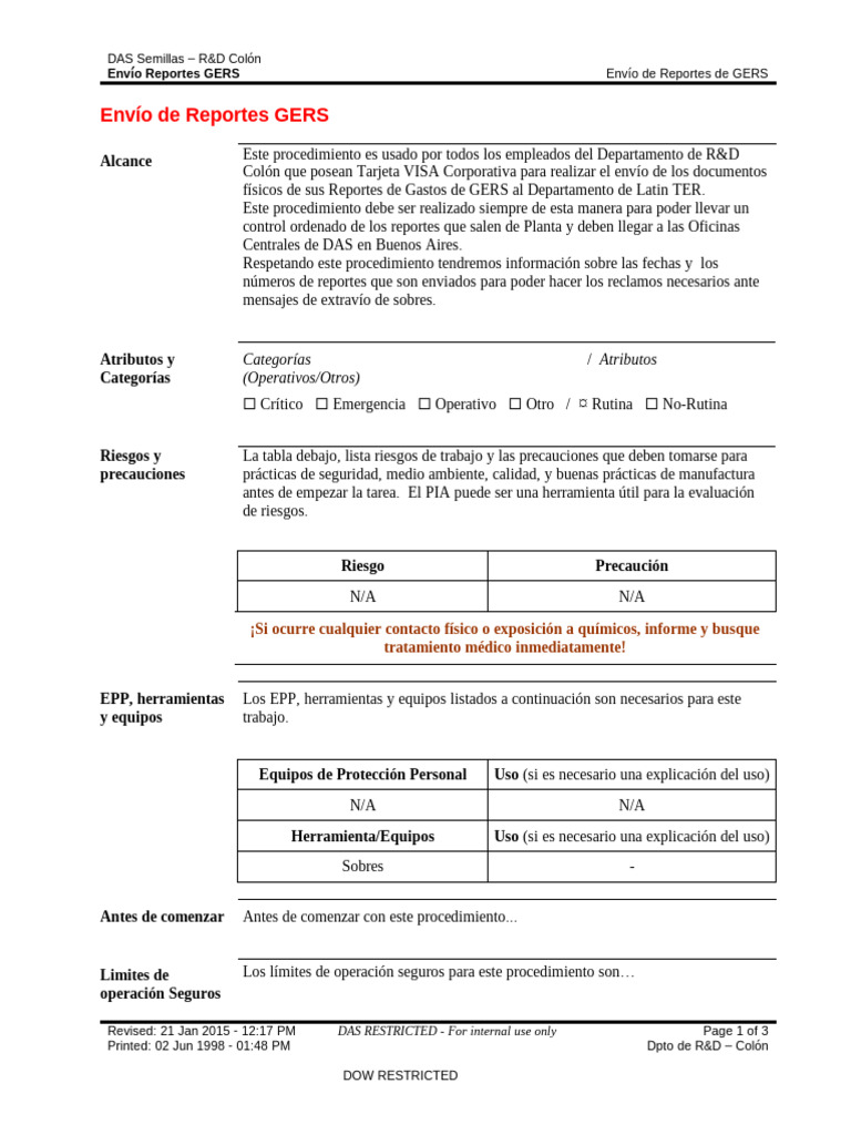 ENVIO REPORTES GERS | PDF