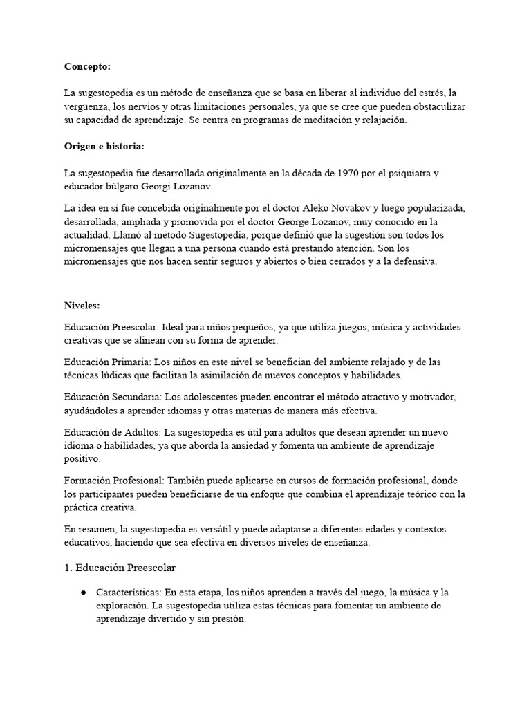 Sugestopedia | PDF | Aprendizaje | Enseñando