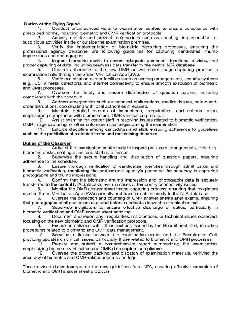 Revised Duties of The Flying Squad | PDF | Biometrics