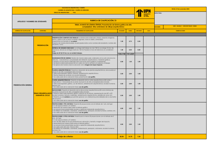RUBRICA T3 - Lámina | PDF