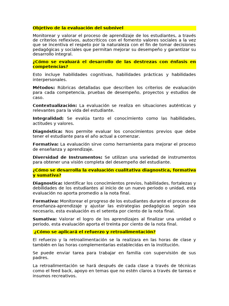 PREGUNTAS de subnivel elemental | PDF | Evaluación | Enseñando