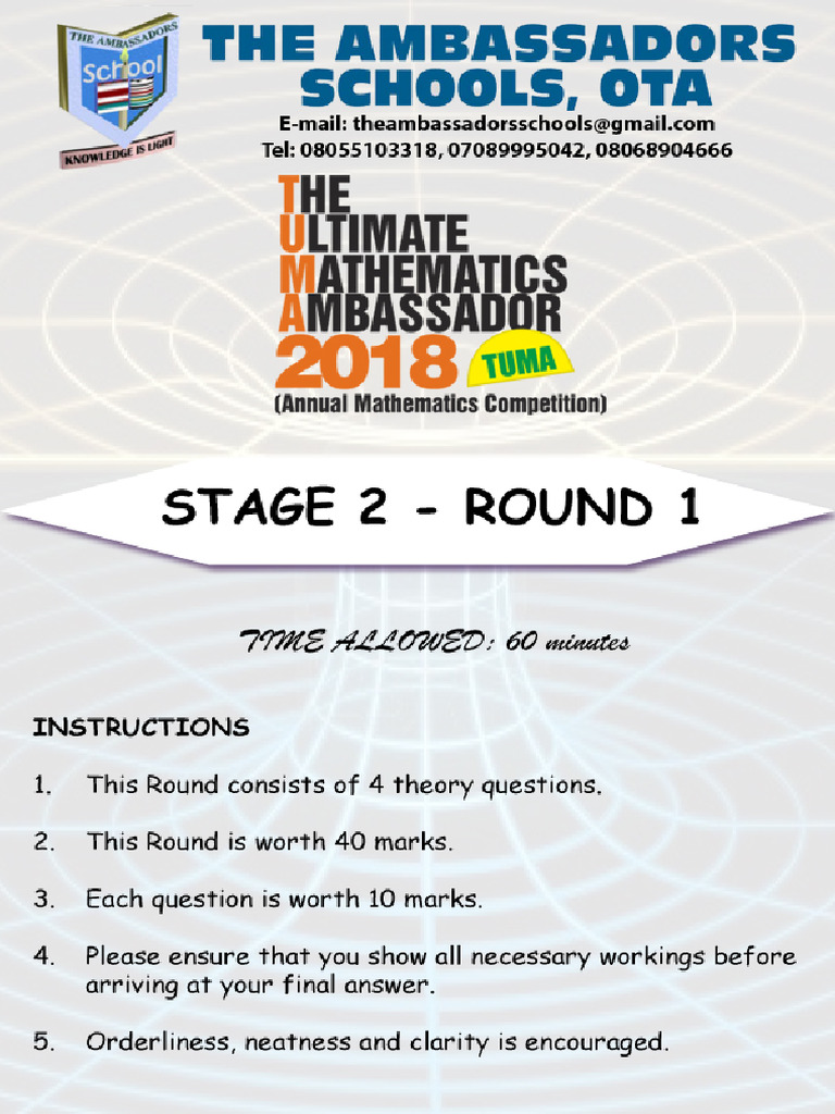 TUMA 2018 Stage 2 Round 1 | PDF