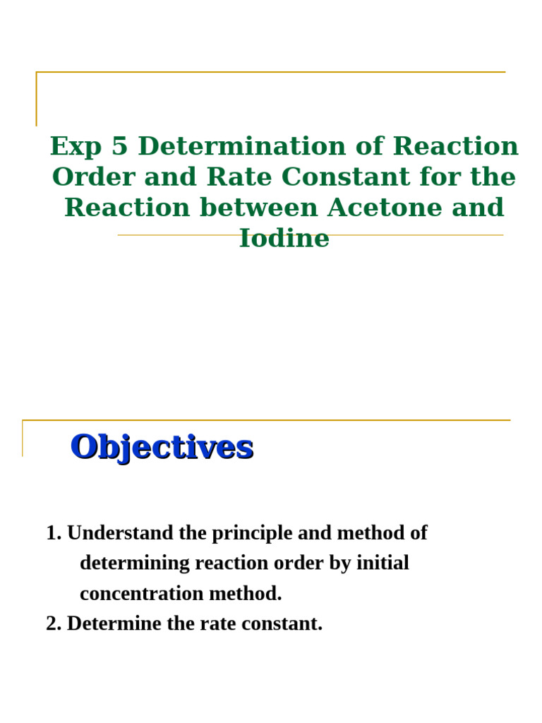 Experiments For Basic Chemistry-5th - Determination of Reaction Order ...