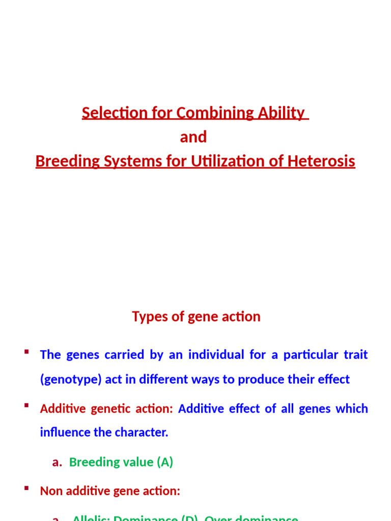 Combining ability and RS and RRS | PDF | Inbreeding | Natural Selection