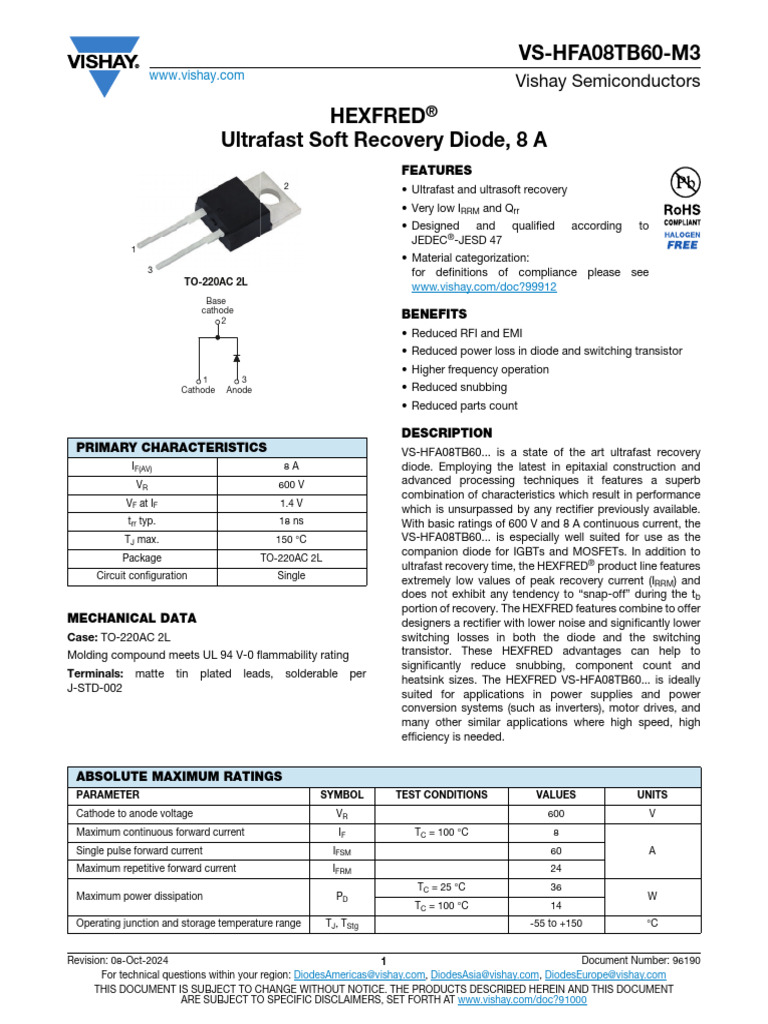vs-hfa08tb60-m3 | PDF | Disclaimer | Diode