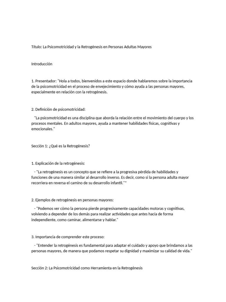 guion.retrogenesis | PDF | Adultos | Vejez