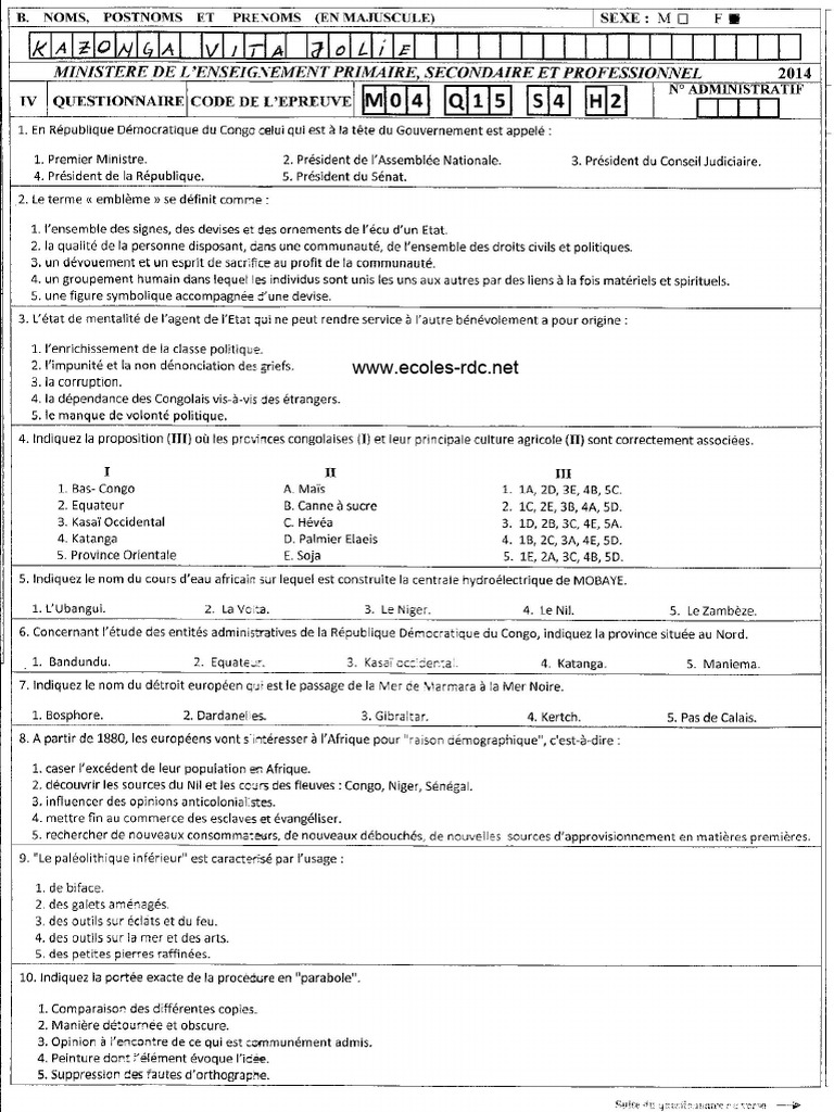 Items Exetat 2021 Culture Generale S1 Code M04 1 | PDF