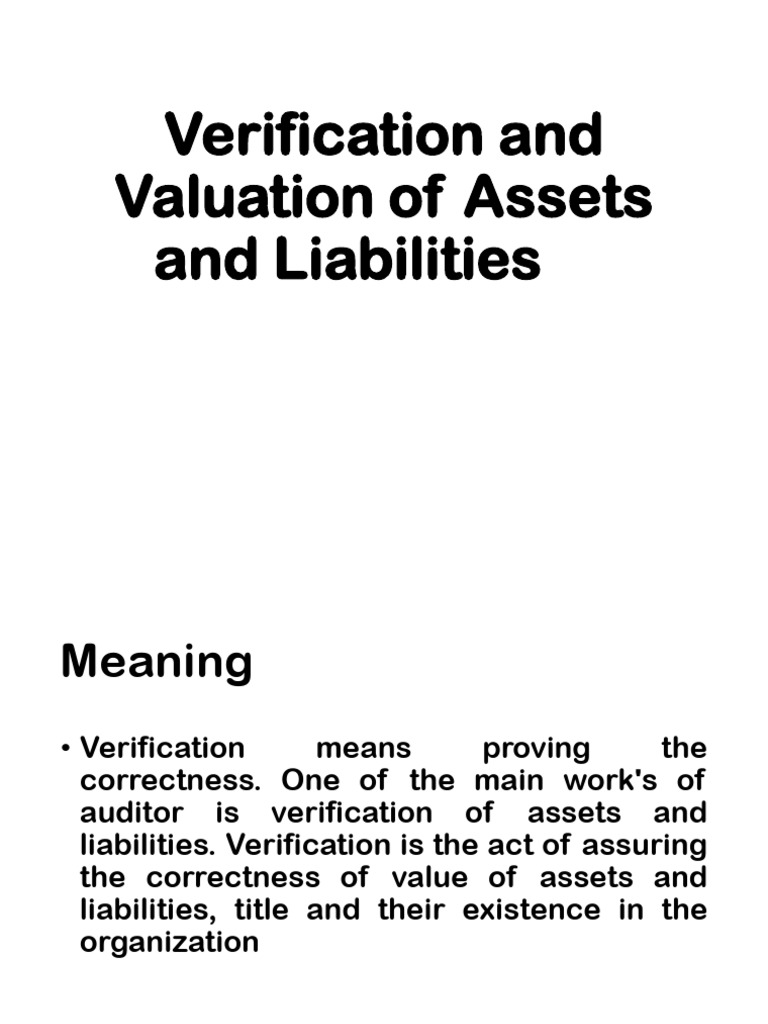 Unit 3 Verification and Valuation of Assets and Liabilities | PDF ...