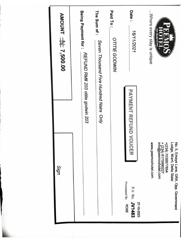 Legend - Payment Refund Voucher | PDF