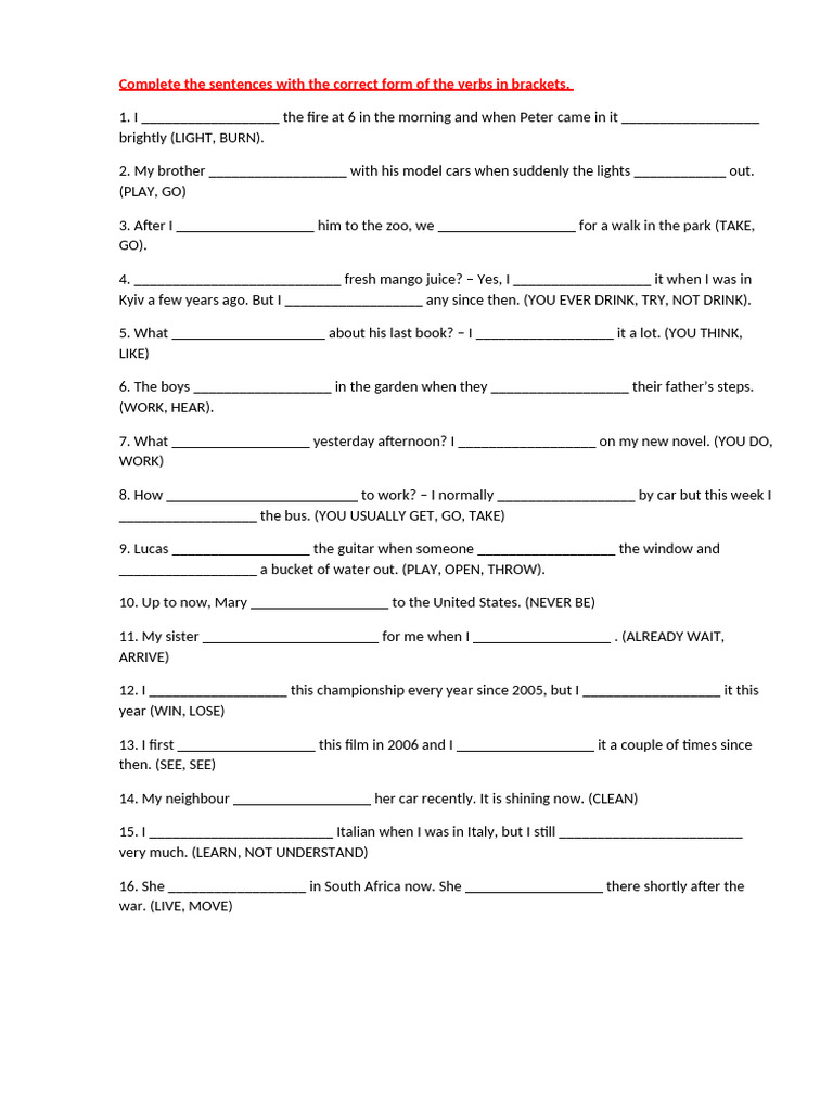 Grammar Tenses Review | PDF
