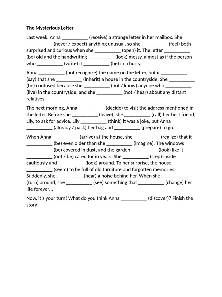 The Mysterious Letter - the narrative tenses | PDF