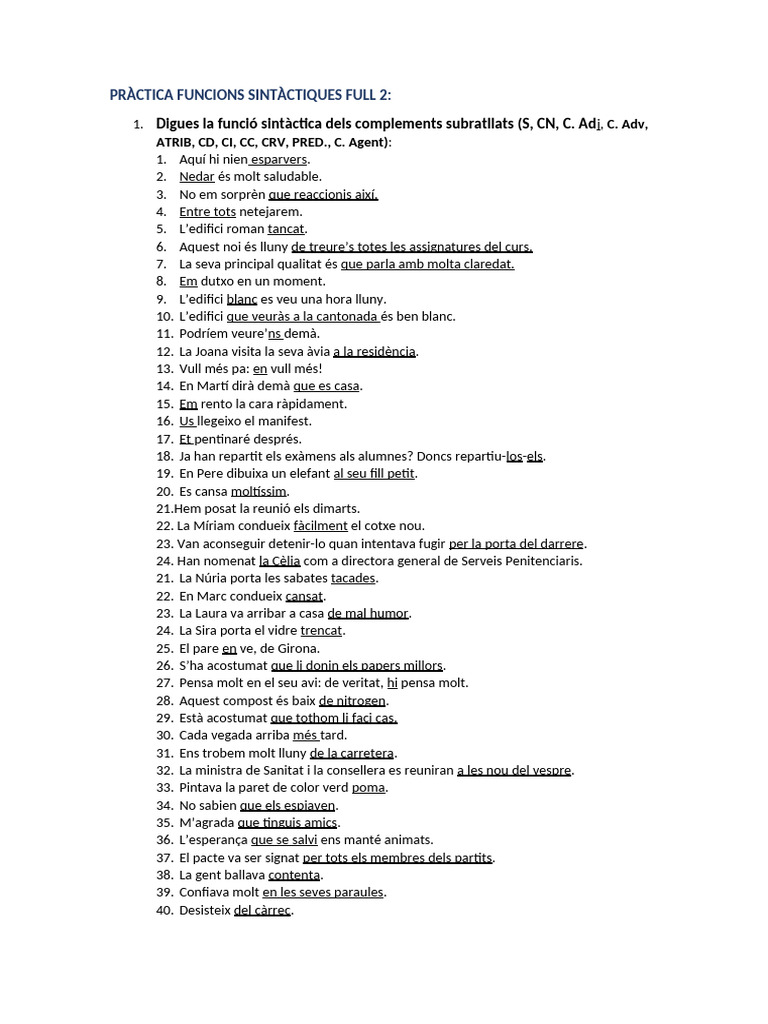 PRÀCTICA FUNCIONS BÀSIQUES 2 (Tots Complements) | PDF