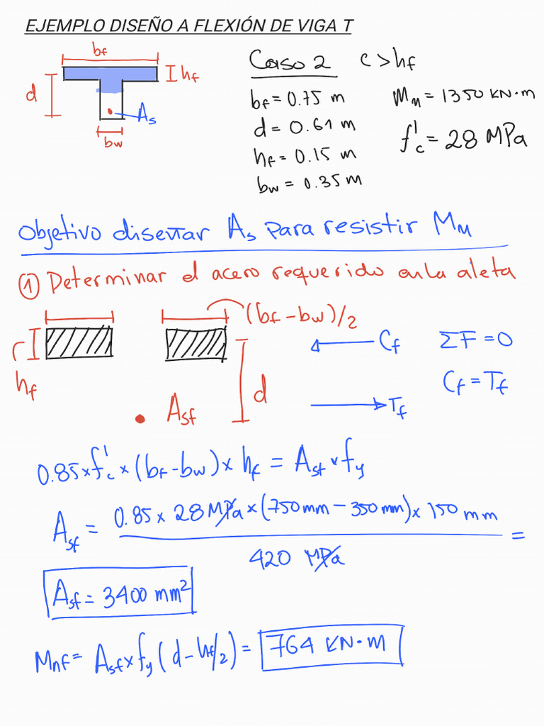 Ejemplo Diseño Viga T | PDF