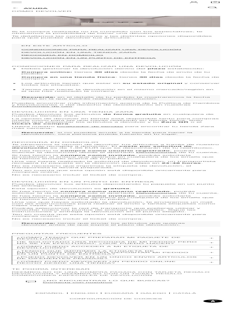 Cómo Devolver Ayuda ZARA España | PDF