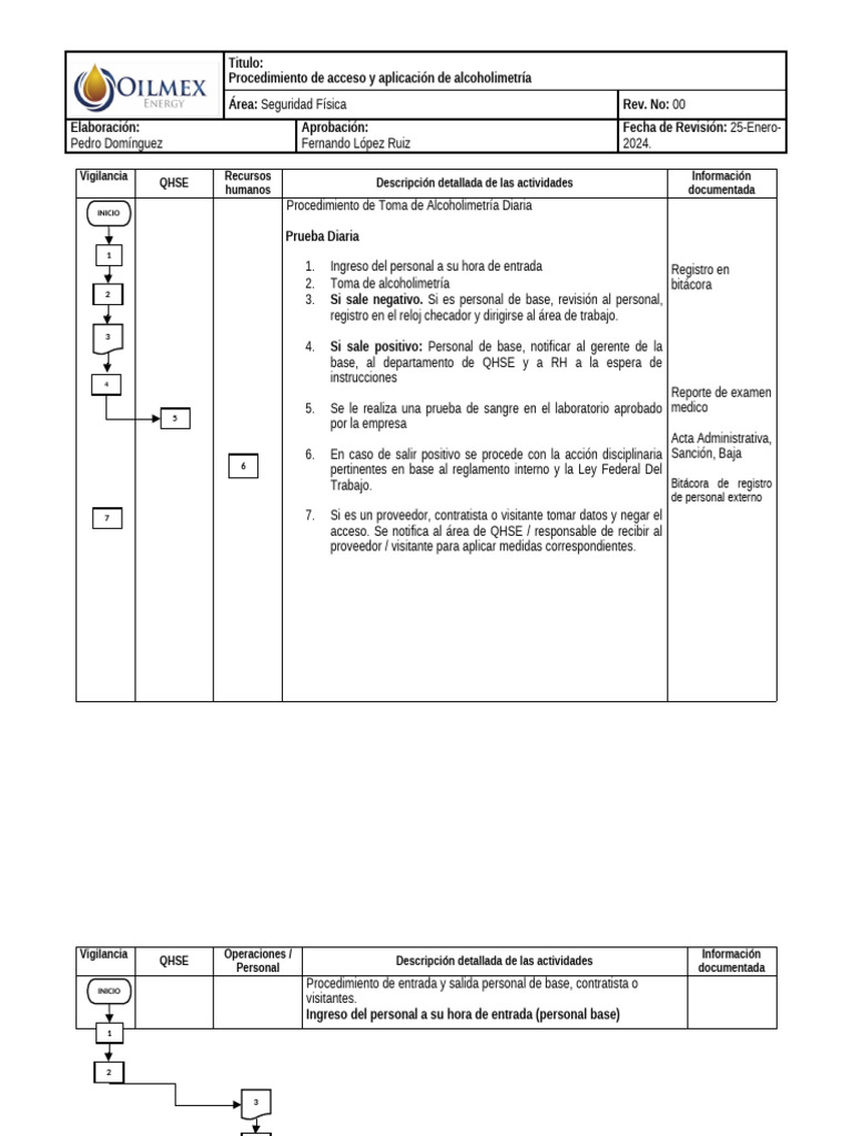 Diagrama de Flujo Entrada y Alcoholimetria | PDF