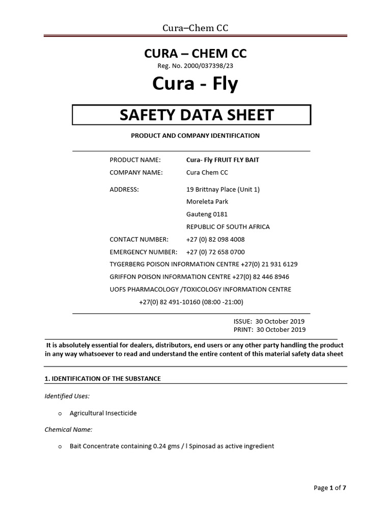 CURA-FLY-MSDS | PDF | Toxicity | Personal Protective Equipment