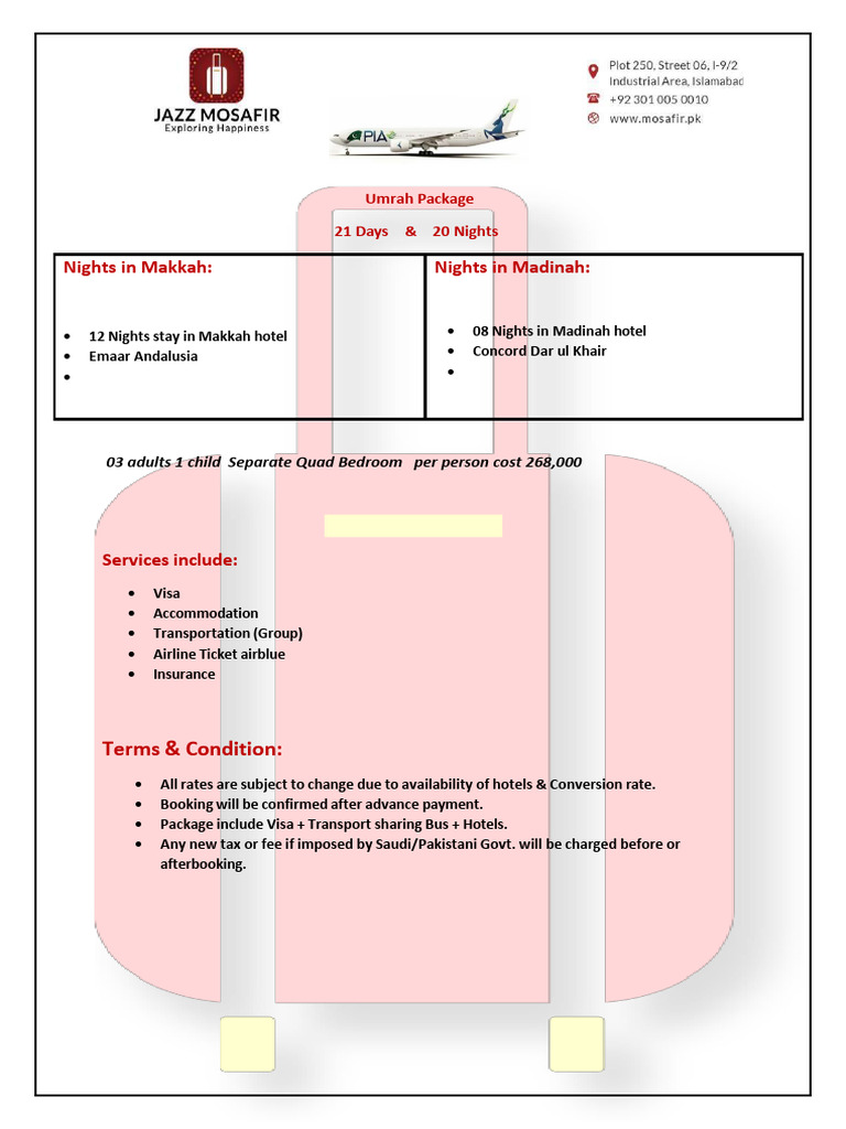 Jazz Mosafir Umrah Package Details | PDF