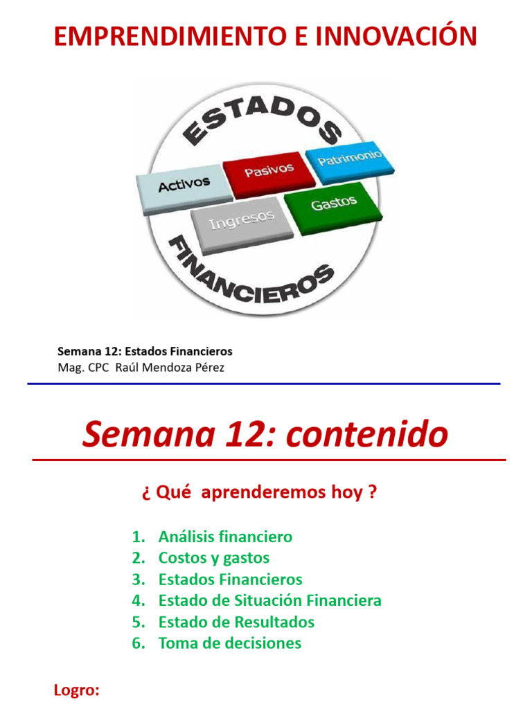 s12 Sesión 1 Eei | PDF | Estado financiero | Hoja de balance