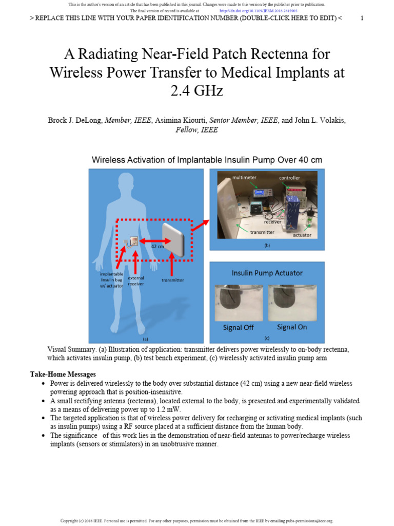 A Radiating Near-Field Patch Rectenna For Wireless Power Transfer To ...