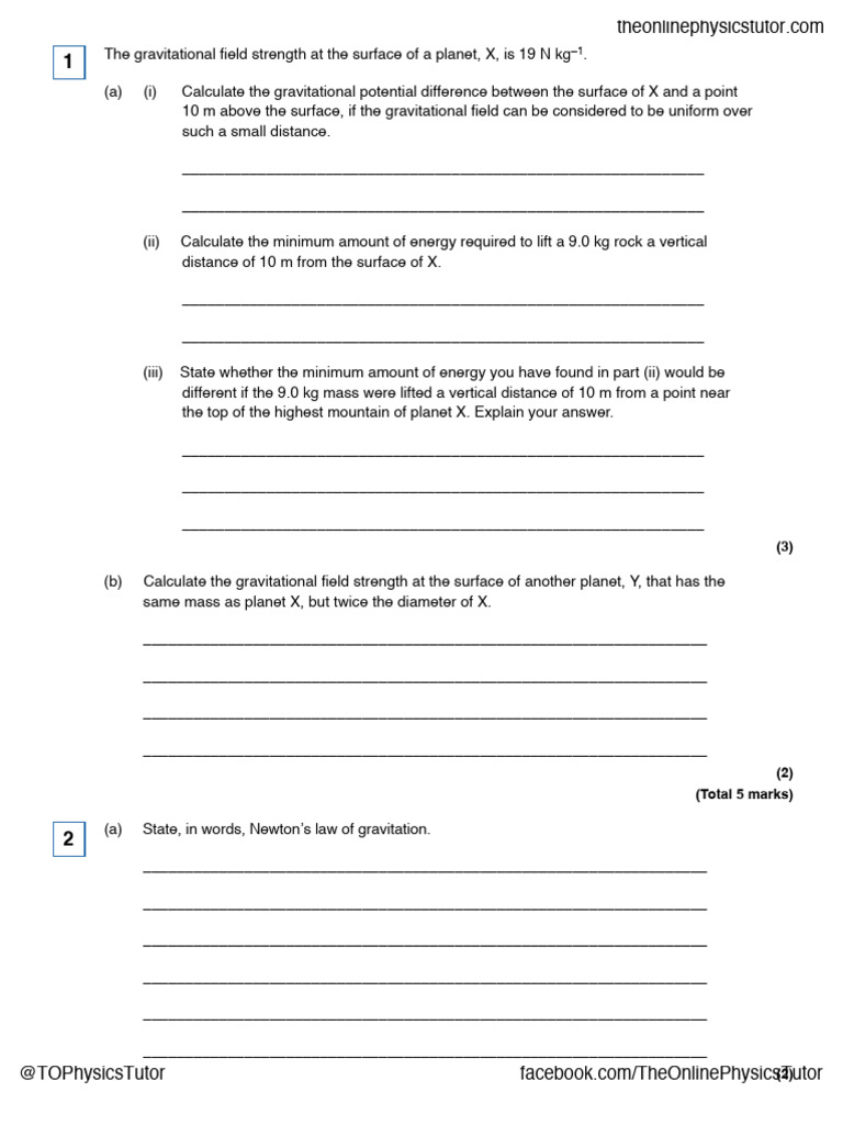 AQA_Gravitational fields All_QP | PDF | Orbit | Mass