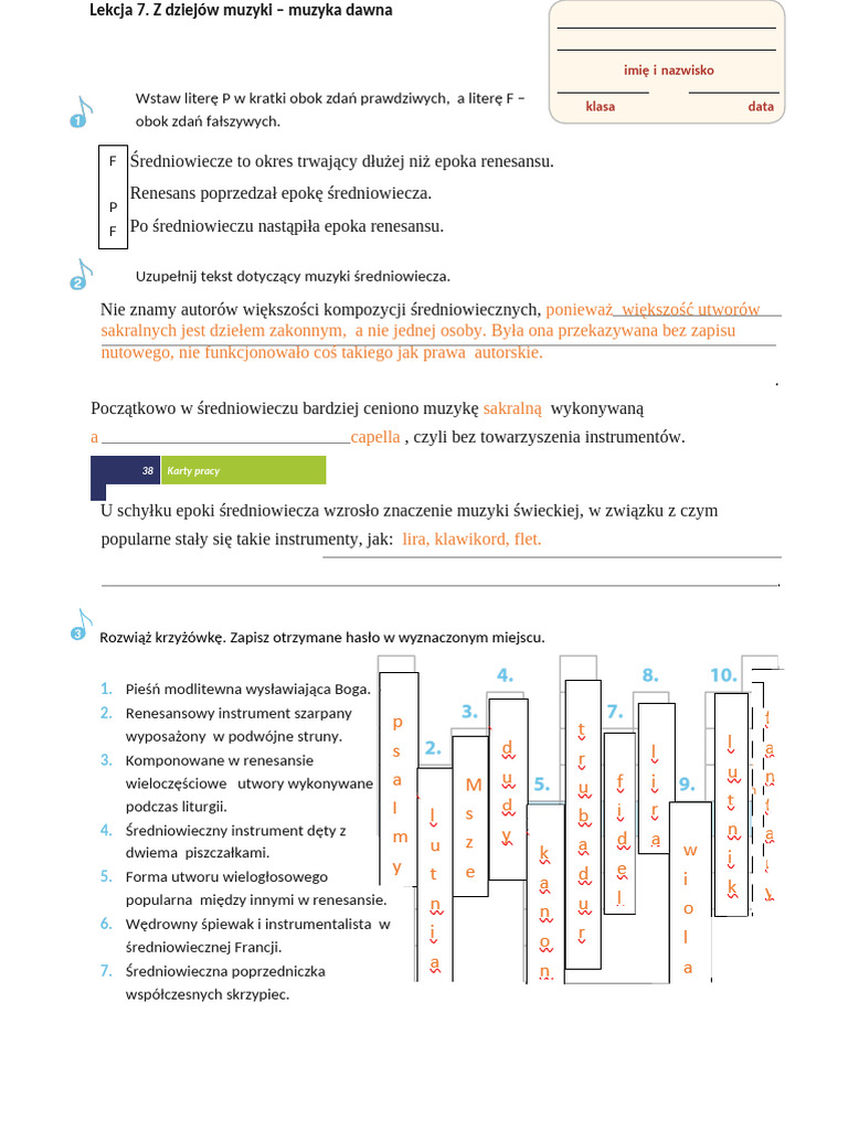 Lekcja-Muzyki-6-Karta-Pracy-7-Z-Dziejow-Muzyki-Muzyka-Dawna Magdalena Młynarczyk | PDF
