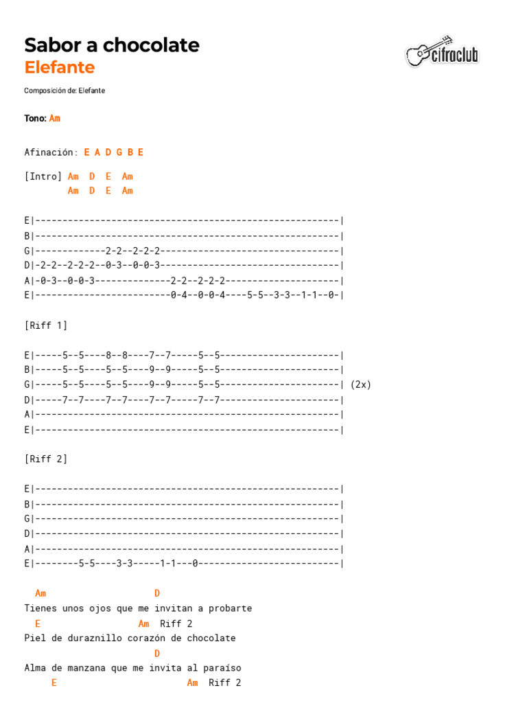 Cifra Club - Elefante - Sabor A Chocolate | PDF