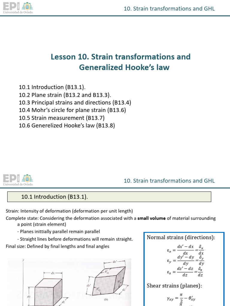 22-23 Lesson 10. Strain Transformations and Generalized Hooke Law | PDF | Stress (Mechanics ...