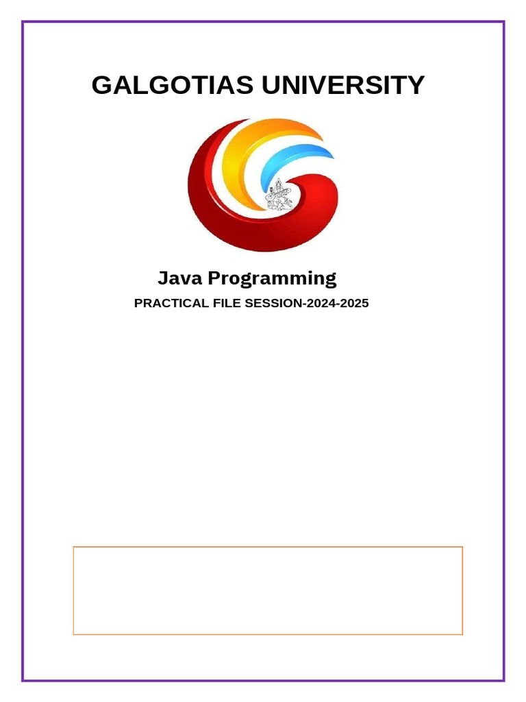 Java Programming Practical File 2024-25 | PDF