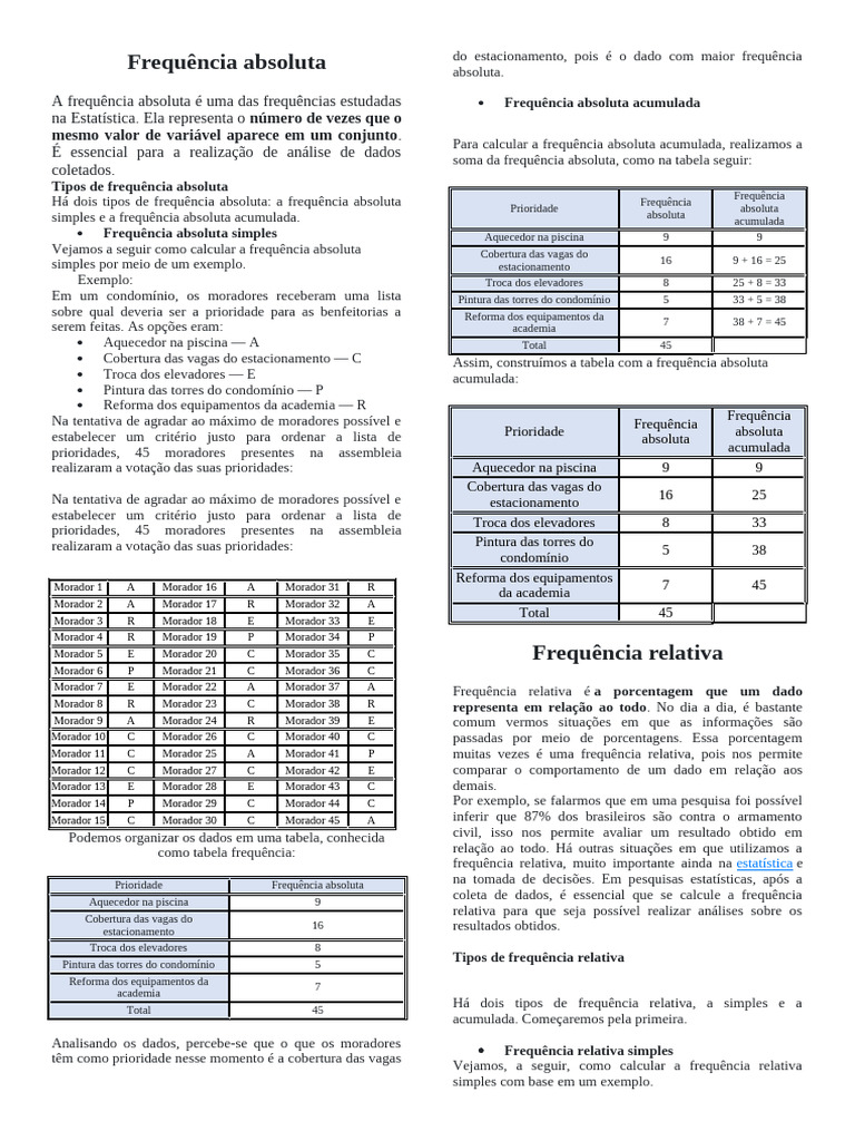 Estatistica Frequência | PDF | Estatísticas