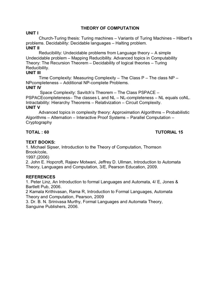 Theory of Computation | PDF | Computational Complexity Theory | 2 D ...