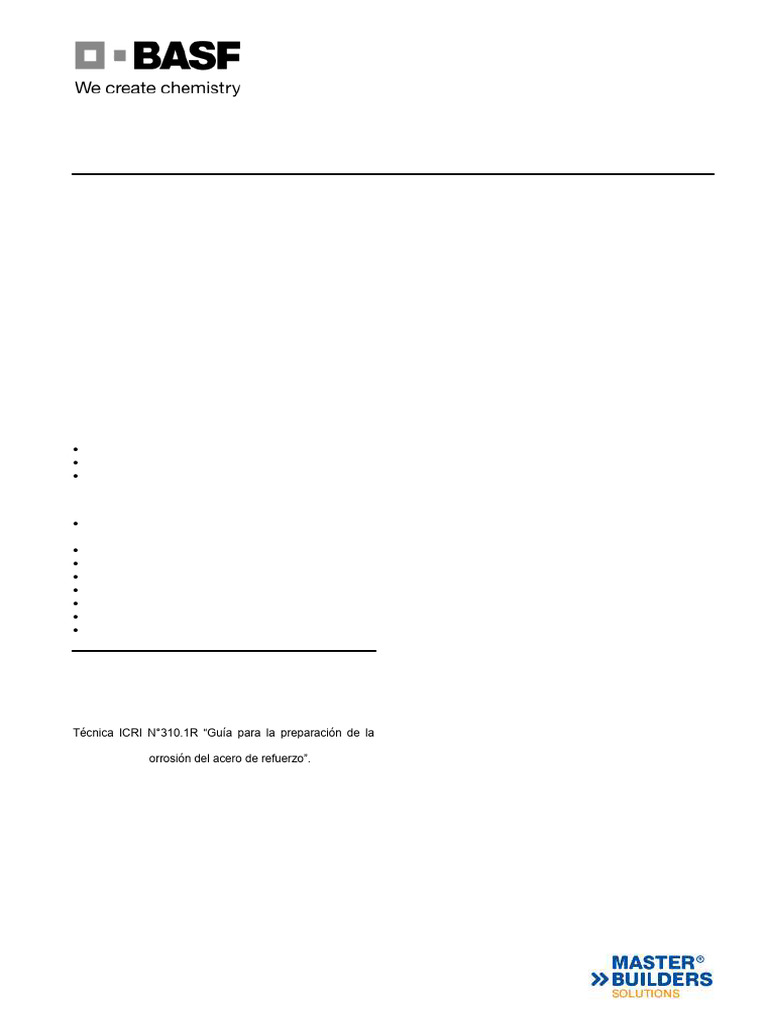 Ficha Tec. - Masteremaco T100 - Basf | PDF | Hormigón | Mortero (Albañilería)