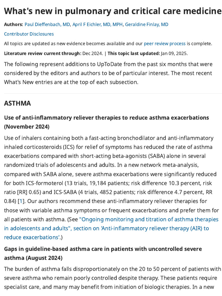 What Is New in Critical Care | PDF | Chronic Obstructive Pulmonary ...