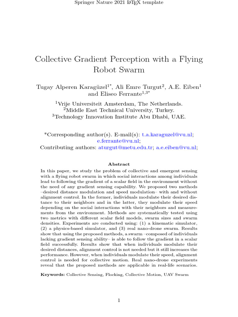 Collective Gradient Perception With a Flying Robot Swarm Minor Upload (1) | PDF