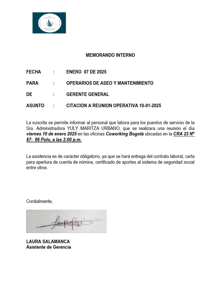 Memorando Interno.docx | PDF