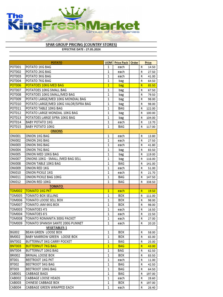 Country - King Fresh Price List - Week 22 - 27.05.2024 | PDF | Apple ...