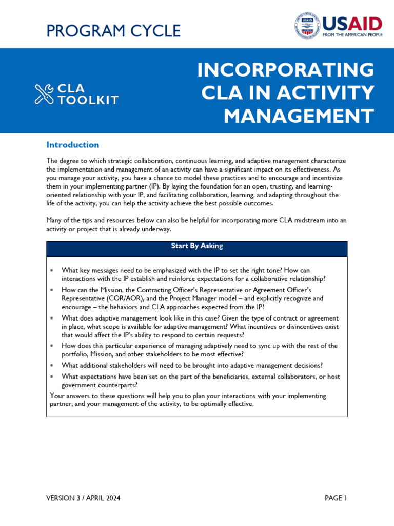 Cla TK Incorporating Cla in Activity 2023final | PDF | Learning | Cognition