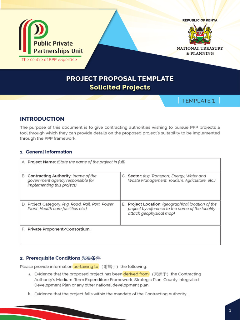 PPP Project Proposal Template Kenya | PDF | Public–Private Partnership ...