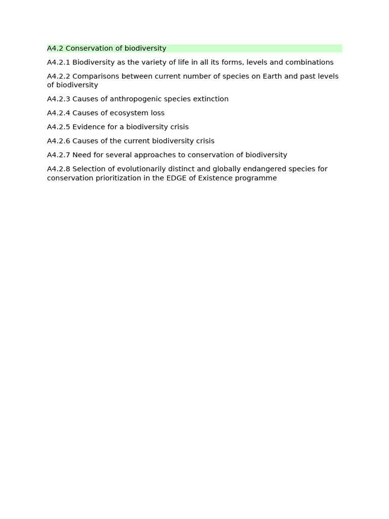 A4.2 Conservation of Biodiversity | PDF