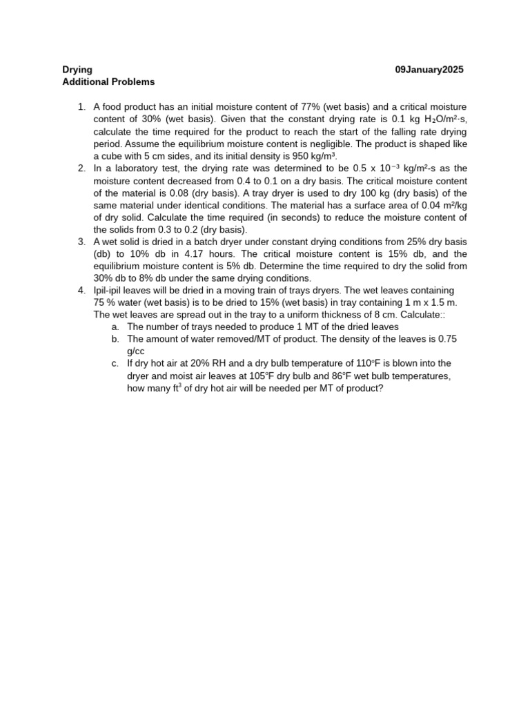 Drying-Additional-problems | PDF