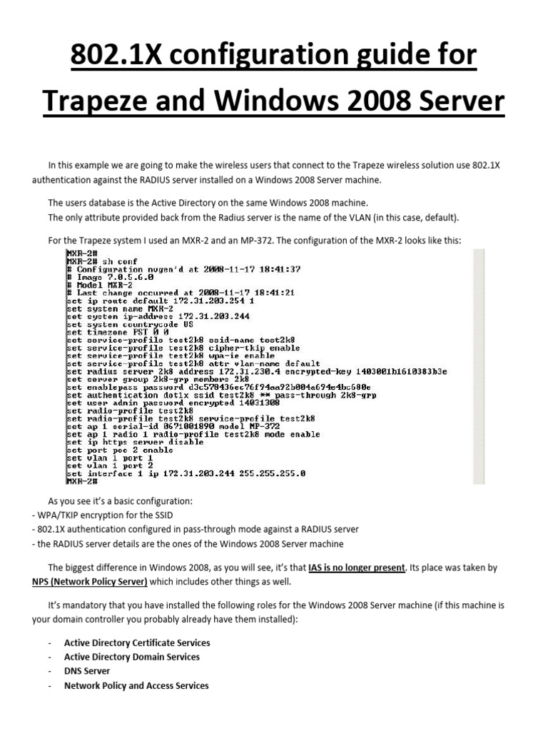 win2008-config-guide | PDF | Radius | Active Directory