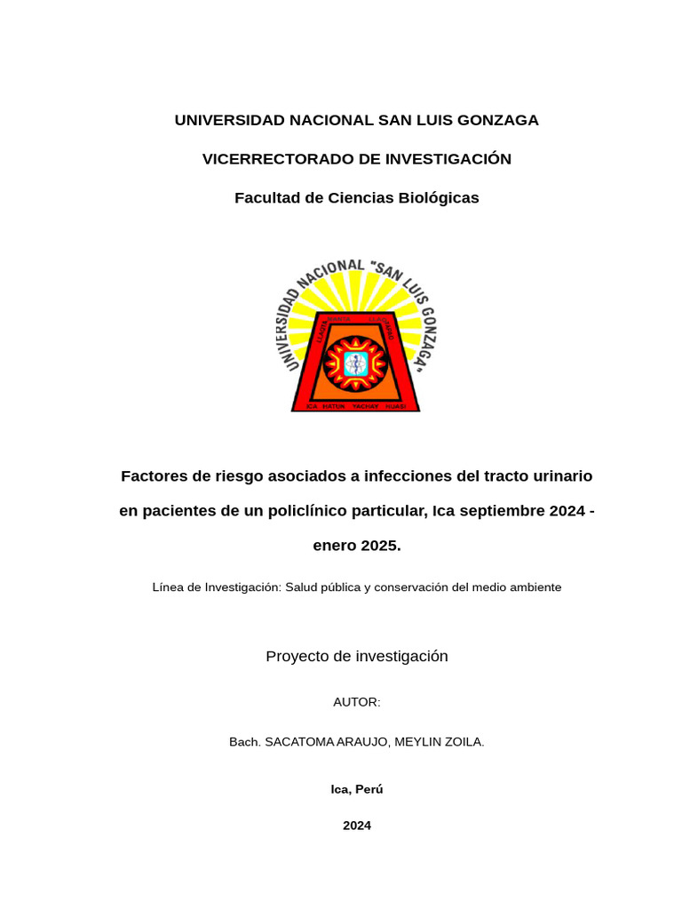 Proyecto Tesis Meylin Sacatoma Modificado | PDF | Infección del tracto ...