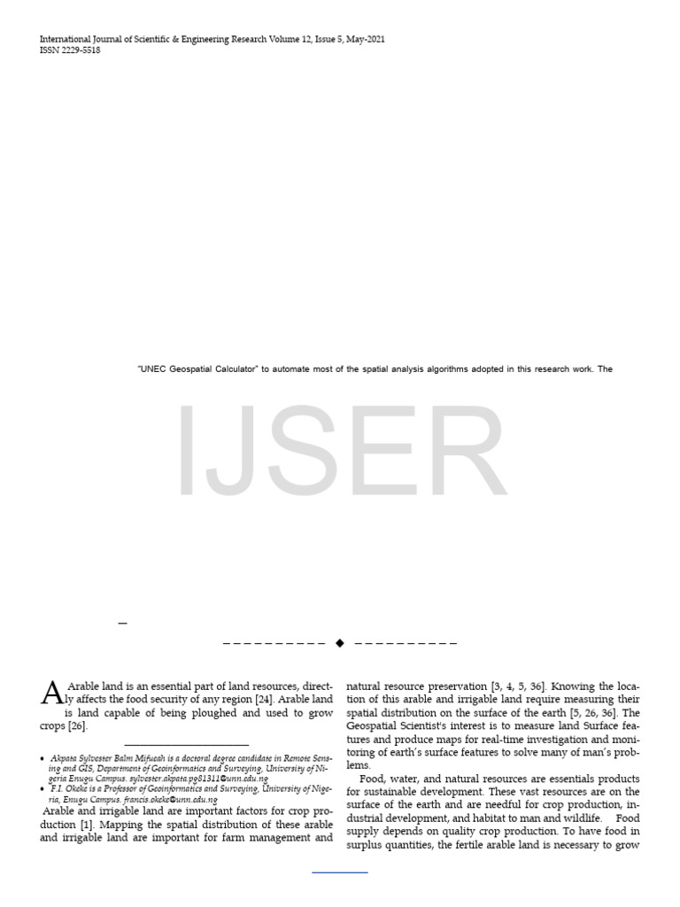 Development of Robust Procedure for Mapping Arable and Irrigable Land ...