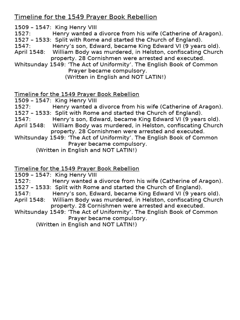 Tudor Religious Reforms Timeline | PDF